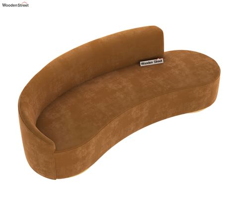 Buy Osbert 3 Seater Curved Sofa Velvet Chestnut Brown At 29 Off