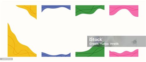 소셜 미디어 스토리 및 게시물 손으로 그린 프레임 세트 밝은 노란색 녹색 분홍색 파란색 색상의 텍스트를 위한 복사 공간이 있는 배경 템플릿입니다 여름 봄 템플릿 인사말 카드