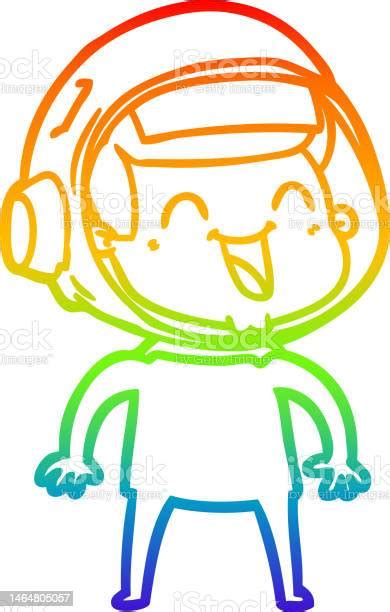 행복한 만화 우주 비행사의 무지개 그라데이션 선 그리기 그라데이션에 대한 스톡 벡터 아트 및 기타 이미지 그라데이션 낙서 드로잉 남자 Istock