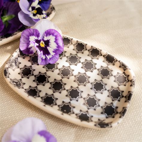 Shatranj Black And White Printed Ceramic Brunch Platter Amalfiee Ceramics