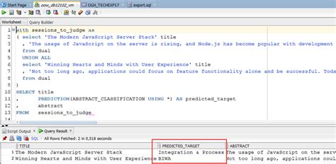 machine learning in oracle database classification of conference