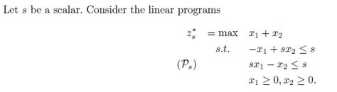 Solved Let S Be A Scalar Consider The Linear Programs Max Chegg