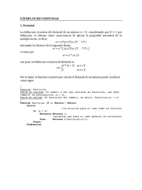 Funcion Recursiva Pdf Pdf Multiplicación Estructura De Datos De