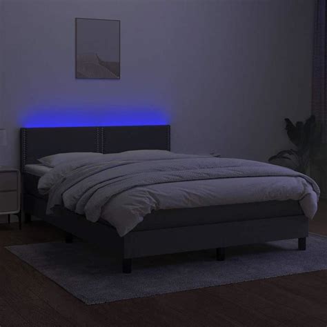 Box Spring Bed With Mattressandled Dark Grey 137x187 Cm Double Size