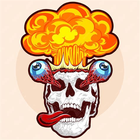 Premium Vector Exploding Skull Vector Full Color Punk
