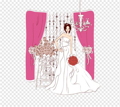 신부 일러스트 신부 현대 서양 웨딩 드레스 일러스트 신부 화이트 사람들 혼례 Png Pngwing