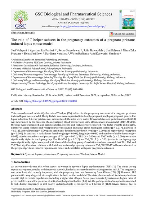 Pdf The Role Of T Helper Subsets In The Pregnancy Outcomes Of A