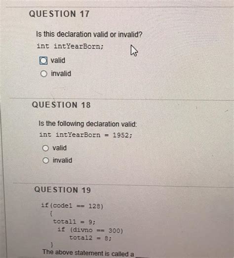 Solved Is The Following Declaration Valid Or Invalid Const Chegg