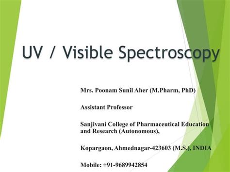 Uv Visible Spectroscopy Ppt