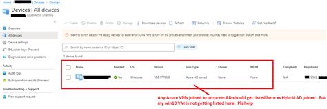 Win10 Azure Vm Joined To On Prem Ad Is Not Listed In Aad Under