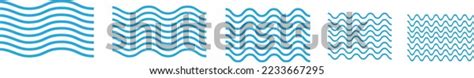 Set Thin Line Waves Vector Collection Stock Vector Royalty Free