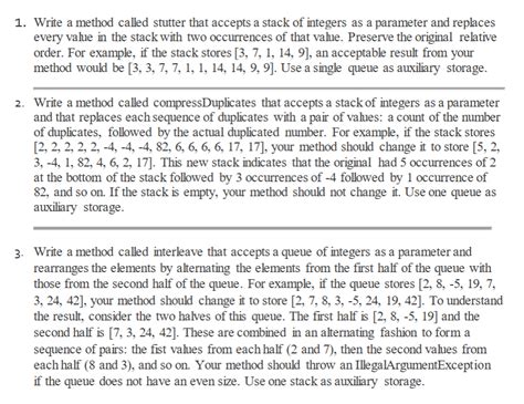 Solved 1 Write A Method Called Stutter That Accepts A Stack