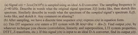 Solved A Signal X T 2cos 2π104t Is Sampled Using An