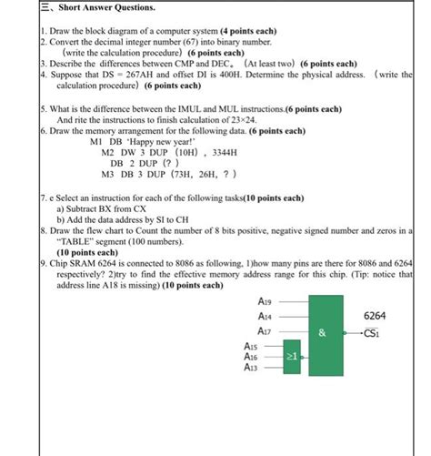 Solved Short Answer Questions Draw The Block Diagram Chegg