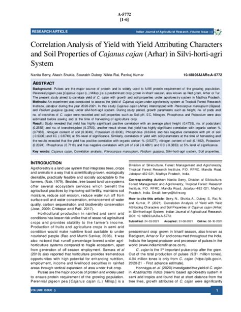 Pdf Correlation Analysis Of Yield With Yield Attributing Characters