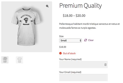 Php Add A Contact Form To Out Of Stock Product Variations In Woocommerce Stack Overflow