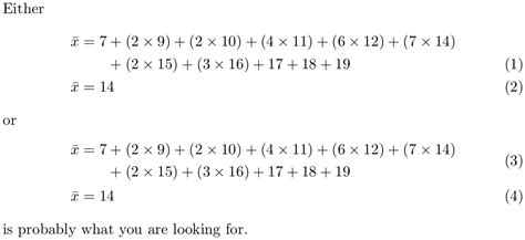 Amsmath How To Align Multiple Symbols For A Long Equation Tex