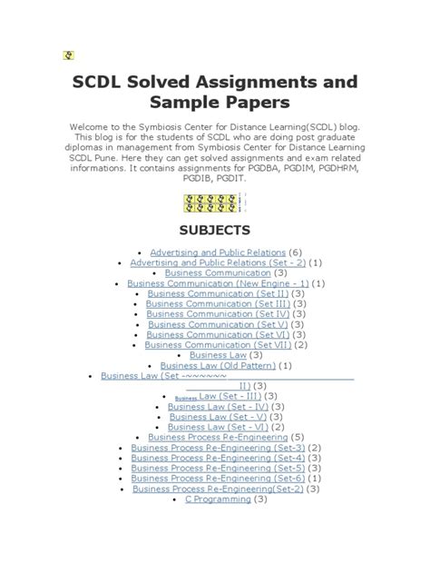 scdl solved assignments and sample papers pdf management