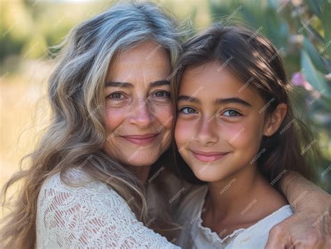 Mother And Daughter Pose For A Portrait Premium Ai Generated Image