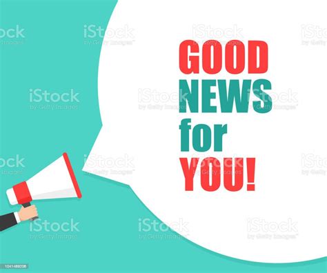 남성 손 연설 거품 당신을 위해 좋은 뉴스와 확성기를 들고 스피커입니다 비즈니스 마케팅 및 광고 배너입니다 벡터 일러스트입니다 개념과 주제에 대한 스톡 벡터 아트 및 기타