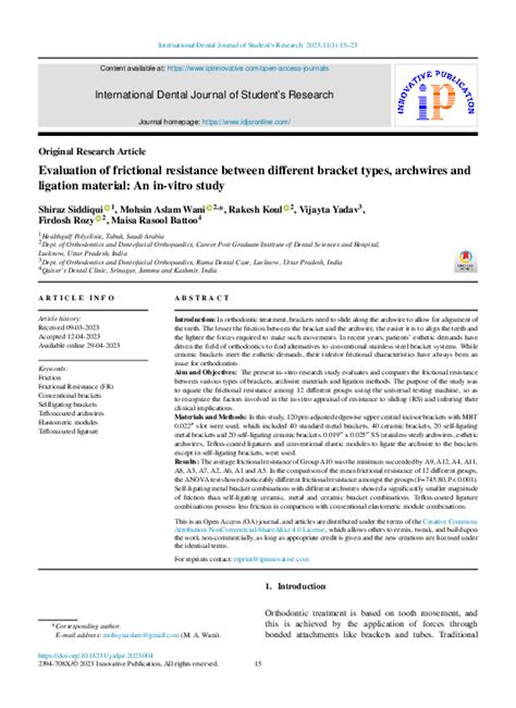 Pdf Evaluation Of The Frictional Resistance Between Different Bracket Types Archwires And