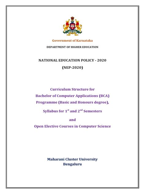 0 Bca Model Curriculum Ug And Pg 5 Years Final Revised Download