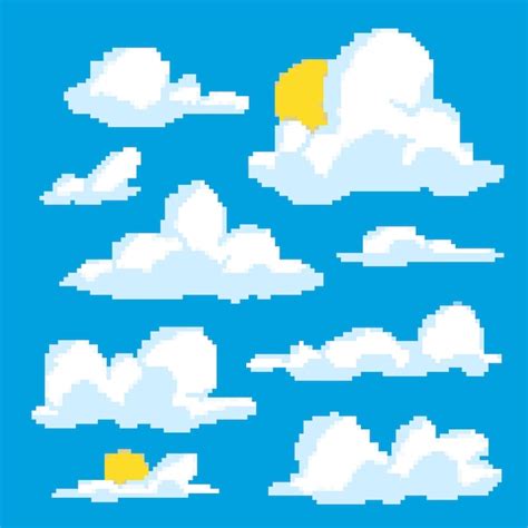 Free Vector Flat Design Pixel Art Cloud Illustration