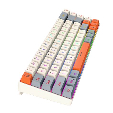 68key Wire Keyboard With Argb Backlights Modes Ergonomic Keyboard For Gaming And Office Use