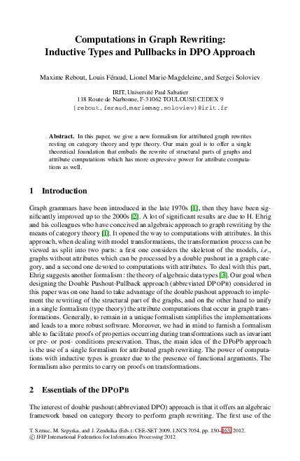 Pdf Computations In Graph Rewriting Inductive Types And Pullbacks In Dpo Approach