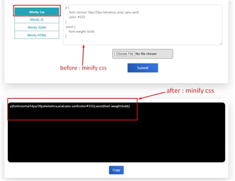 Css Minifier And Compressor Tool Minify Css Online W3speedup
