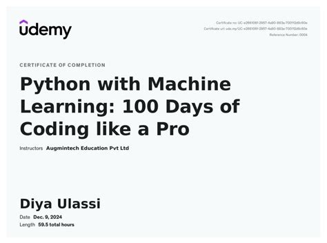 udemy python 100daysofcoding coding machinelearning ml complete… diya ulassi