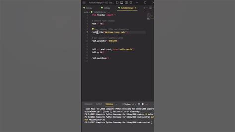 Hello World In Tkinter Shorts Tkinter Youtube