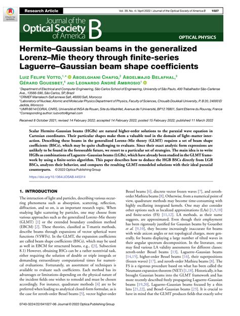 hermite gaussian beams in the generalized lorenz mie theory through