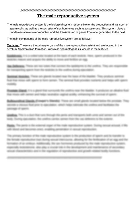 Solution The Male Reproductive System Is The Biological System