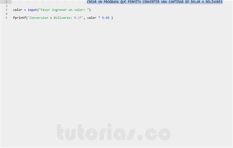 Operadores MatLab Conversion Dolar A Bolivar Tutorias Co