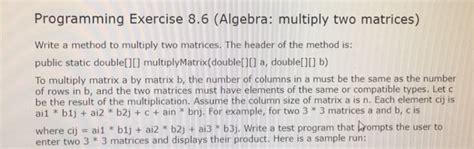 Solved Programming Exercise Algebra Multiply Two Chegg