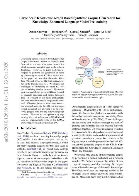 Large Scale Knowledge Graph Based Synthetic Corpus Generation For