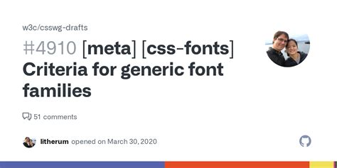 Meta Css Fonts Criteria For Generic Font Families Issue W C Csswg Drafts Github