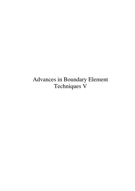 Pdf Advances In Boundary Element Techniques V