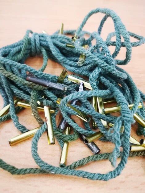 Premium Photo High Angle View Of Ropes Tied Up Rope