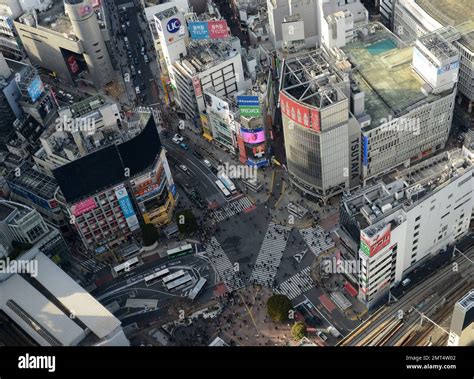 The Iconic Shibuya Crossing Seen From The Top Of The Scramble Square