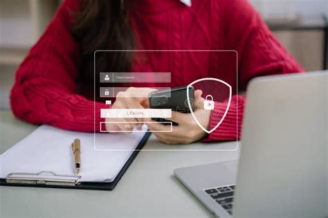 Woman Typing Login And Password In The Concept Of Cyber Security