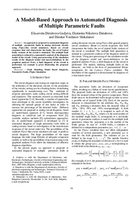 Pdf A Model Based Approach To Automated Diagnosis Of Multiple Parametric Faults