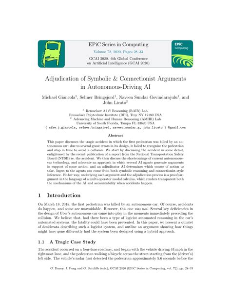 Pdf Adjudication Of Symbolic And Connectionist Arguments In Autonomous Driving Ai