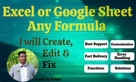 Create Edit And Fix Any Excel Or Google Sheets Formula By Msoft By