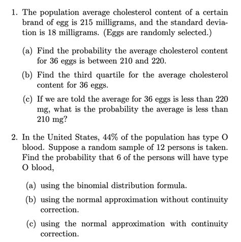 Solved 1 The Population Average Cholesterol Content Of A