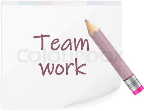 Notepad Team Work Text On A White Background Vector Illustr Colourbox