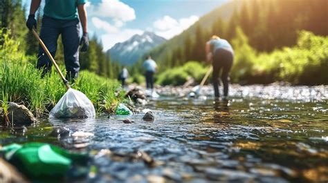 Volunteers Clean A River Promoting Environmental Awareness And