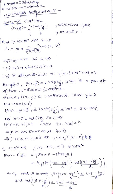 Solution Real Analysis Assignment Studypool