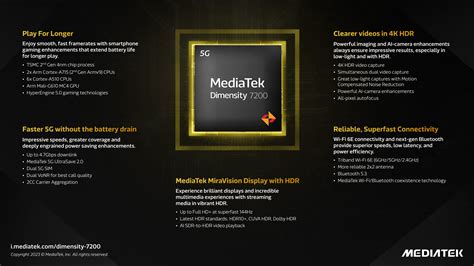 Mediatek Dimensity 7200 Armv9 Cortex A715 A510 Processor Targets Mainstream 5g Smartphones Cnx